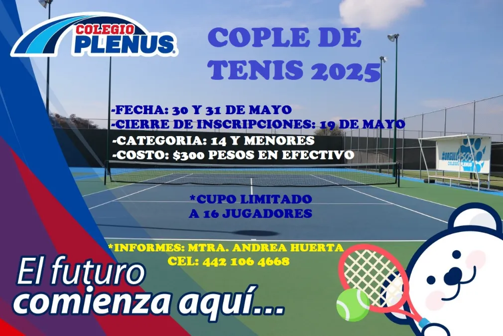 ¡Se acerca la Copa Plenus de Tenis! – Colegio Plenus